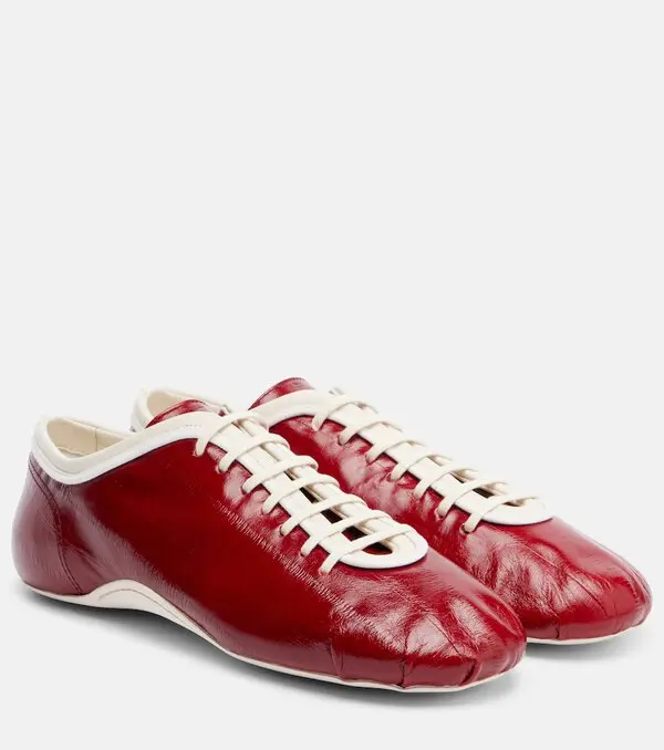 Dries Van Noten Leather Lace-up Sneakers - Red