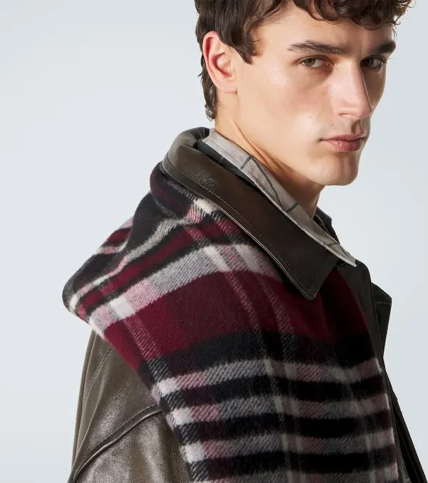 Acne Studios Logo Checked Fringed Wool Scarf