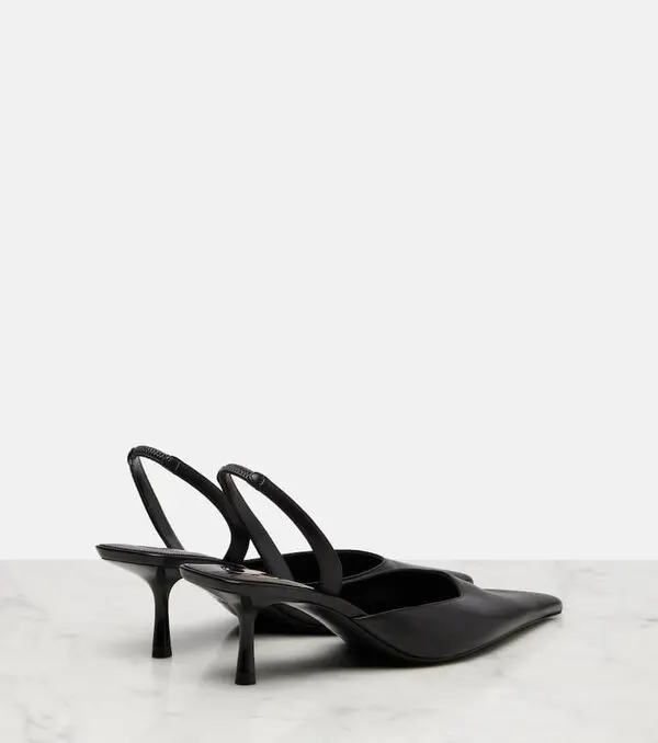 Saint Laurent Misty 55 Leather Slingback Pumps - Black