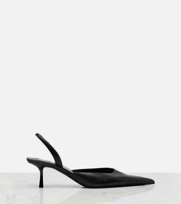 Saint Laurent Misty 55 Leather Slingback Pumps - Black