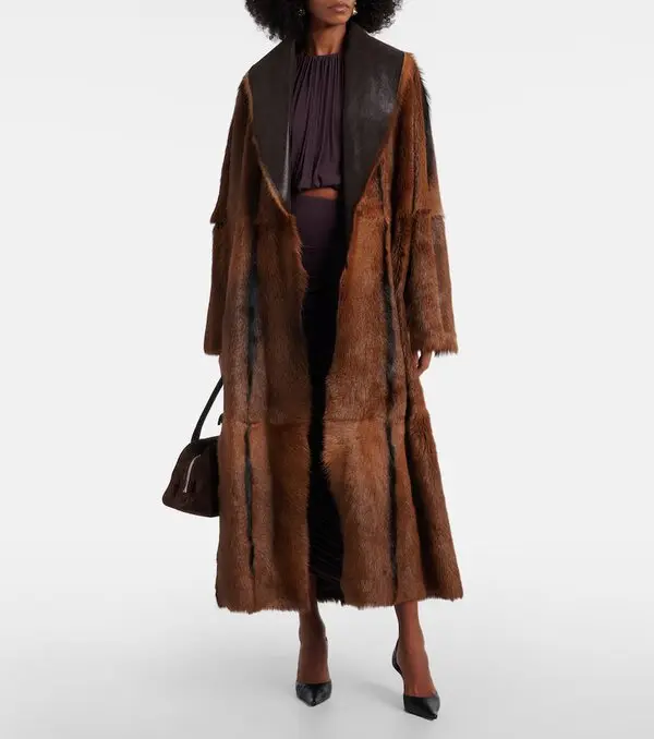 Magda Butrym Shearling-lined Leather Wrap Coat