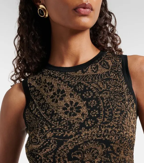 Etro Paisley Wool-blend Lamé Tank Top