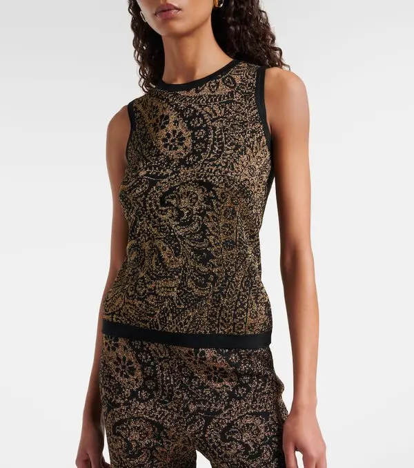 Etro Paisley Wool-blend Lamé Tank Top