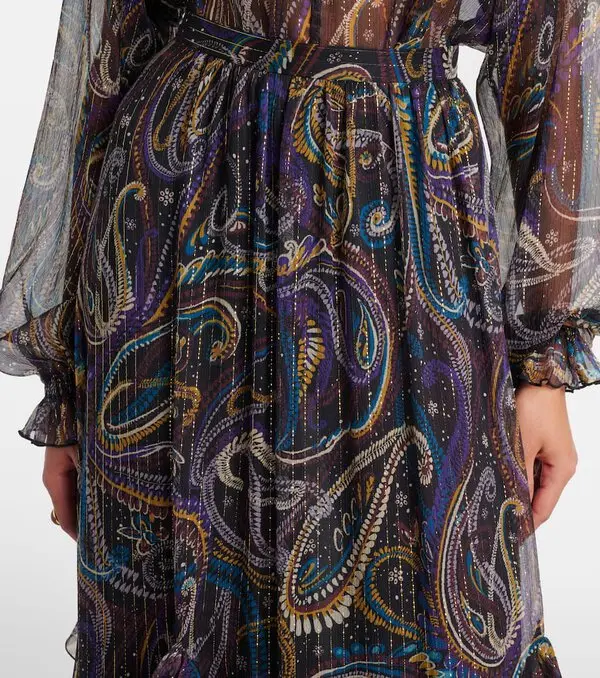 Etro Paisley Plisse Silk-blend Maxi Skirt - Multicoloured