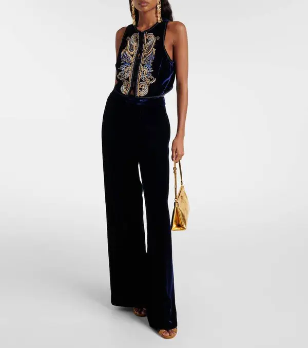 Etro Velvet Wide-leg Trousers