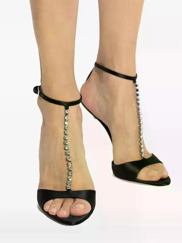 Paris Texas 105mm Lidia T-strap Crystal-chain Heeled Sandals
