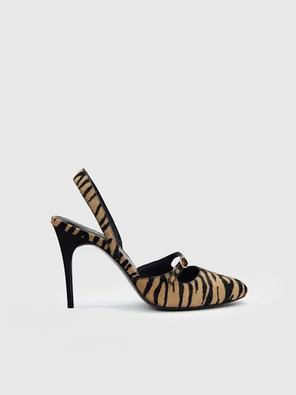 REFORMATION Iris Slingback Pumps - Warm Tiger Haircalf