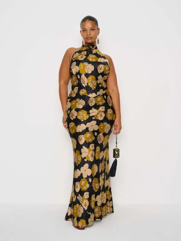 REFORMATION Bianca Silk Dress Es - Black