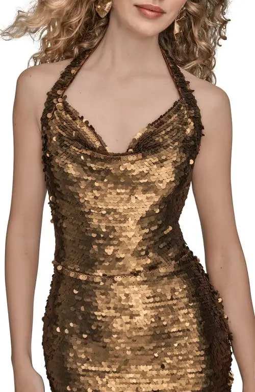 sequin halter dress with open back Long Sequin Halter Prom Dress with Open Back– PromGirl main image 1