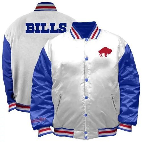 Mitchell & Ness Buffalo Bills Throwback Satin Jacket - White