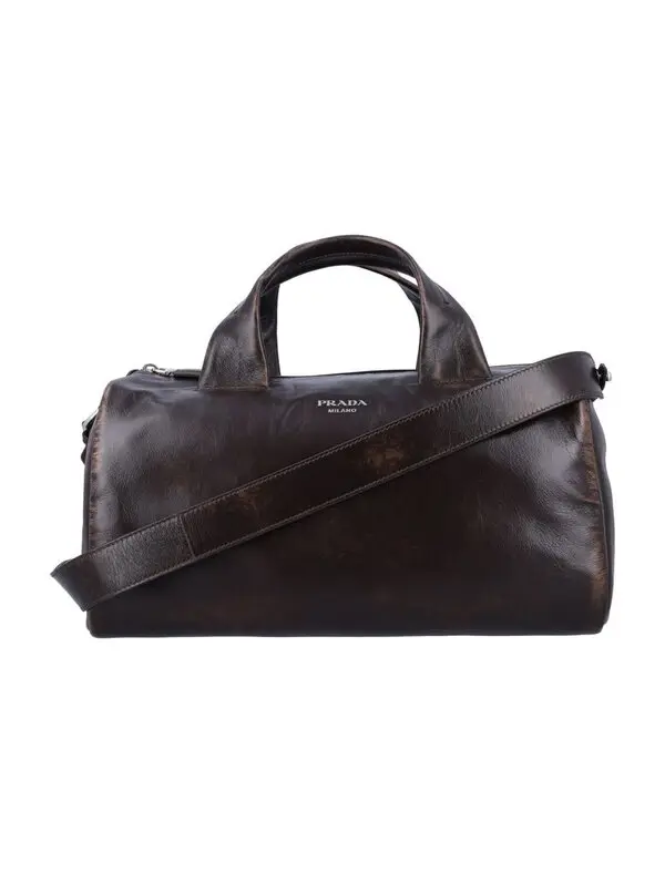 Prada Small Nappa Leather Duffle Bag - Brown