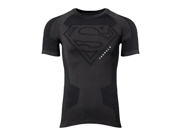 YOUNGLA X Superman Compression Tee Shirt - Charcoal
