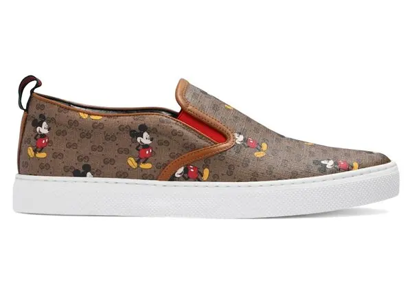 Gucci Gg Supreme Disney Mickey Mouse Slip-ons - Beige/ebony/green