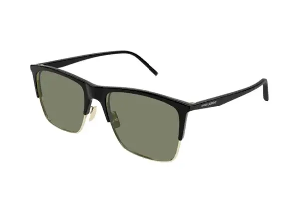 Saint Laurent Square Sunglasses - Black Black Green/green (sl 768