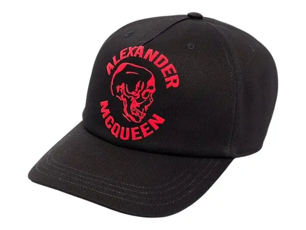 Alexander McQueen Logo Skull Baseball Cap - Black/red