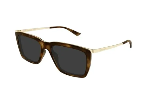 Saint Laurent Square Sunglasses - Havana Gold Grey/grey (sl 765