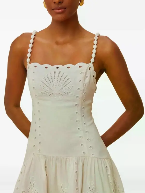 farm rio printed eyelet asymmetrical dress FARM Rio Asymmetric Neck Mini Dress