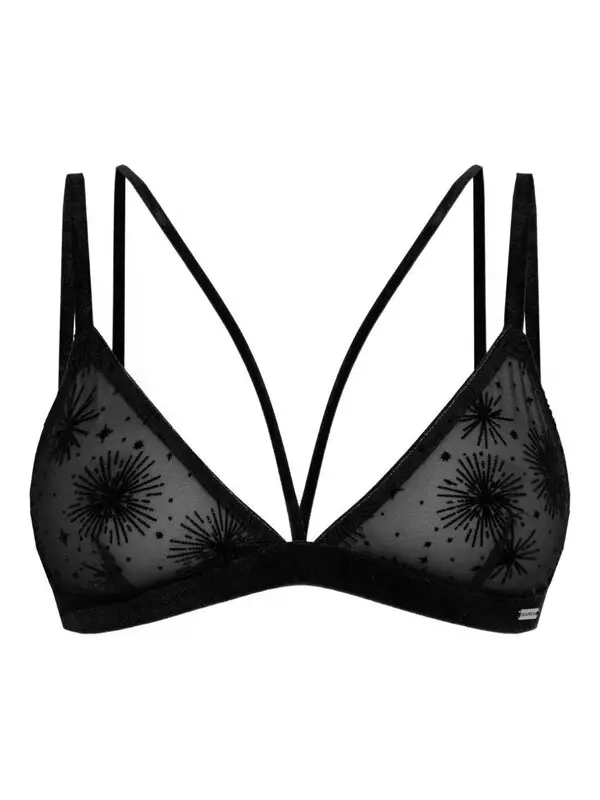 Emporio Armani Star-print Strap Bra - Black
