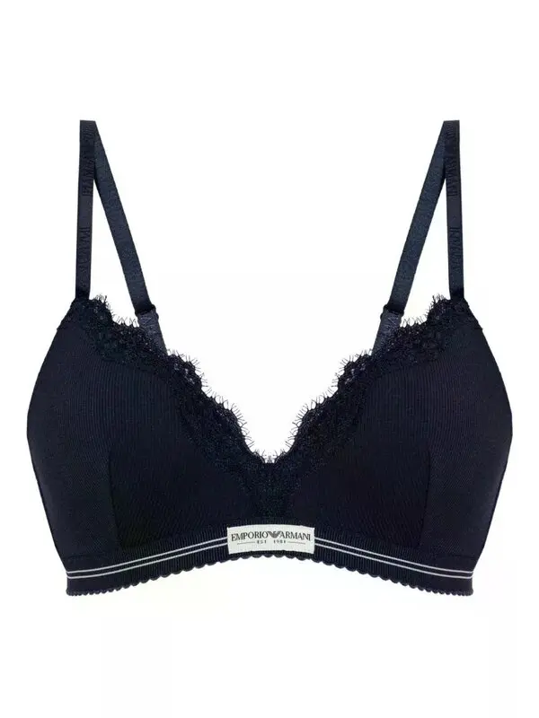 Emporio Armani Lace Ribbed Bra - Blue
