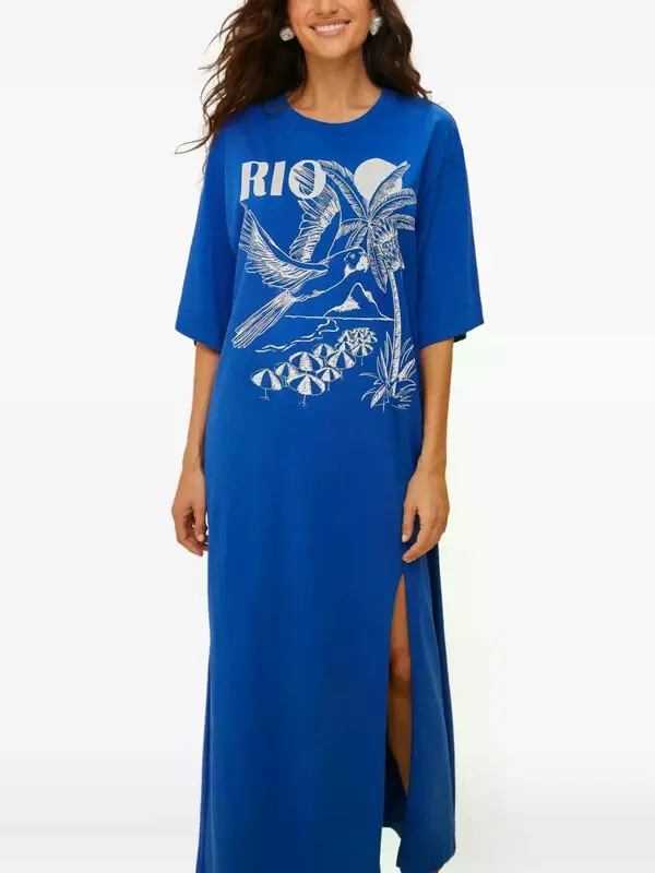 Farm Rio Rio Organic Cotton Maxi Dress In Blue - 52% Off | Editorialist