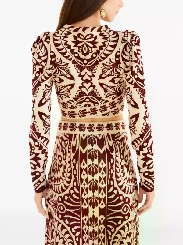 Farm Rio Patterned Long-sleeve Top - Neutrals