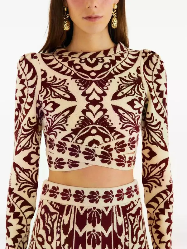 Farm Rio Patterned Long-sleeve Top - Neutrals