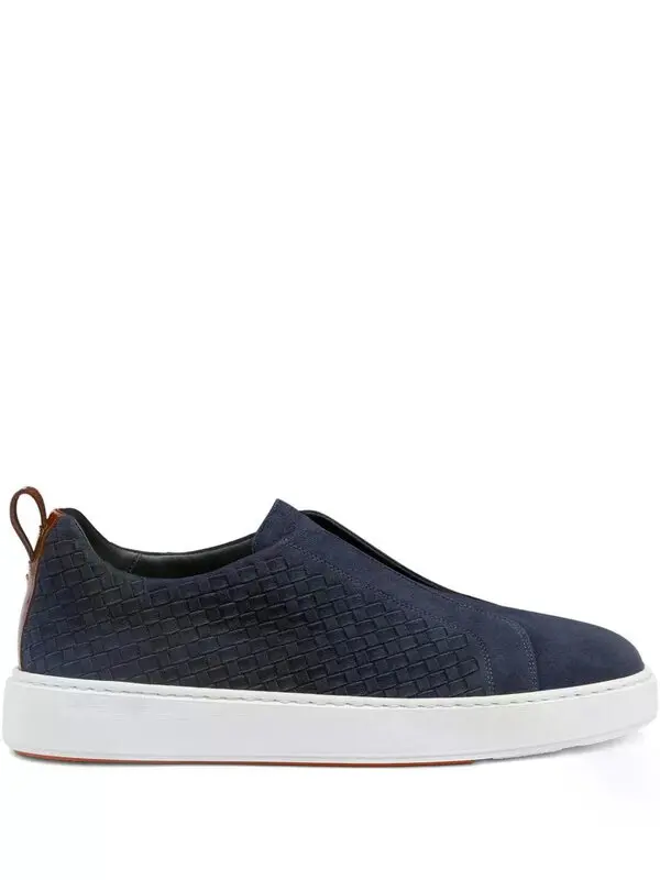 Santoni Woven Suede Slip-on Sneakers