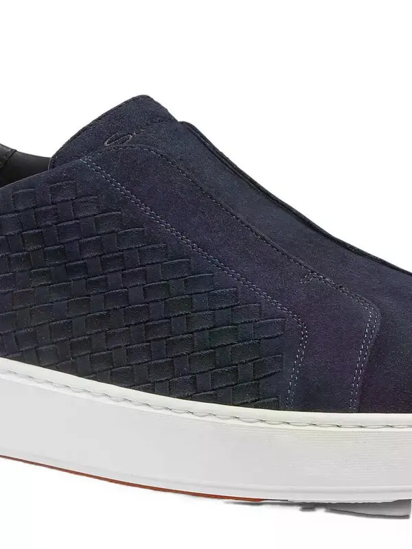 Santoni Woven Suede Slip-on Sneakers