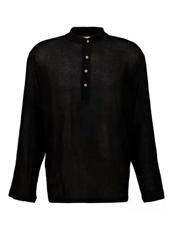 Spiritum Tulum Gauze Coconut-shell Button Shirt - Black