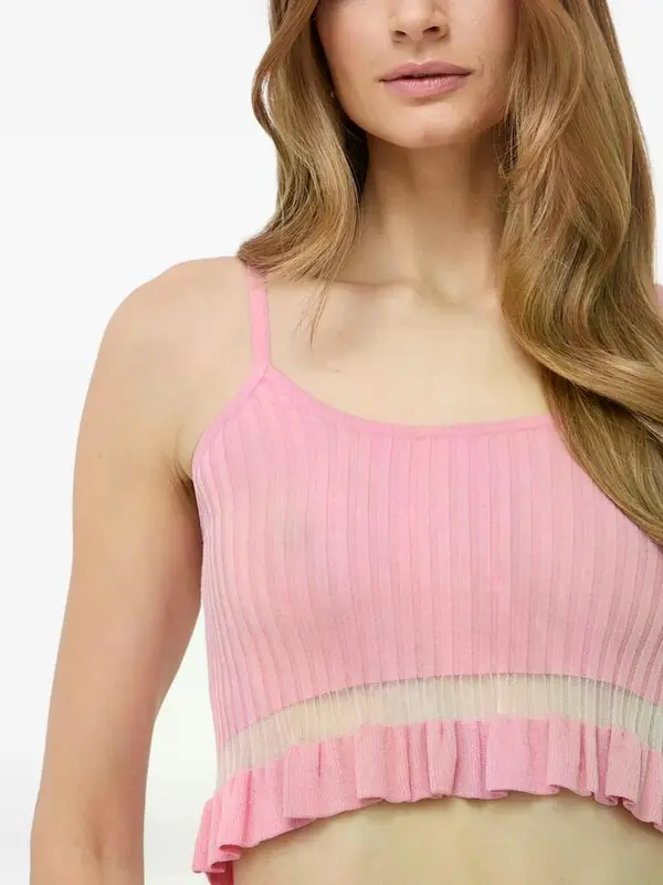 Pinko Ruffled Ribbed Knit Top