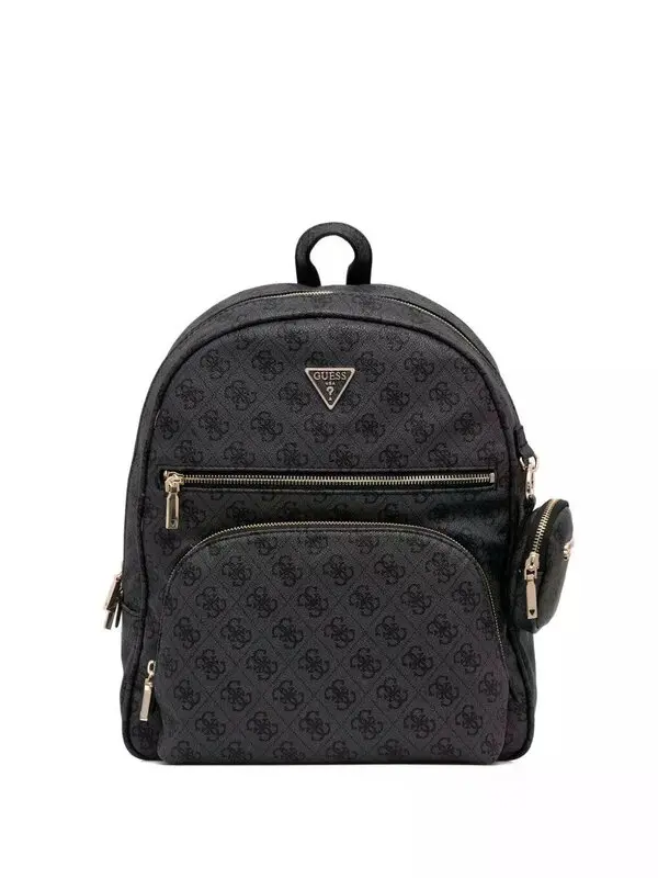 Guess Monogram Backpack With Zip Pocket - Black