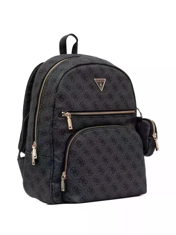 Guess Monogram Backpack With Zip Pocket - Black