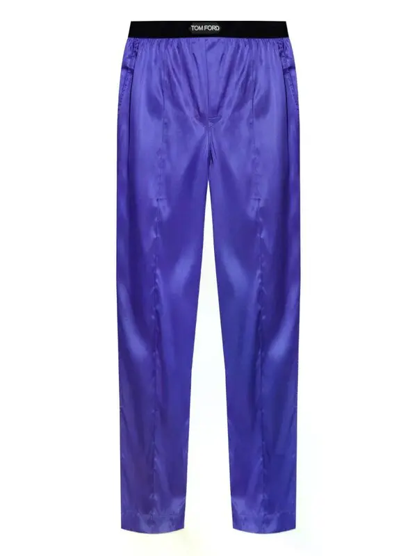TOM FORD Silk Pyjama Pants With Logo Waistband - Purple