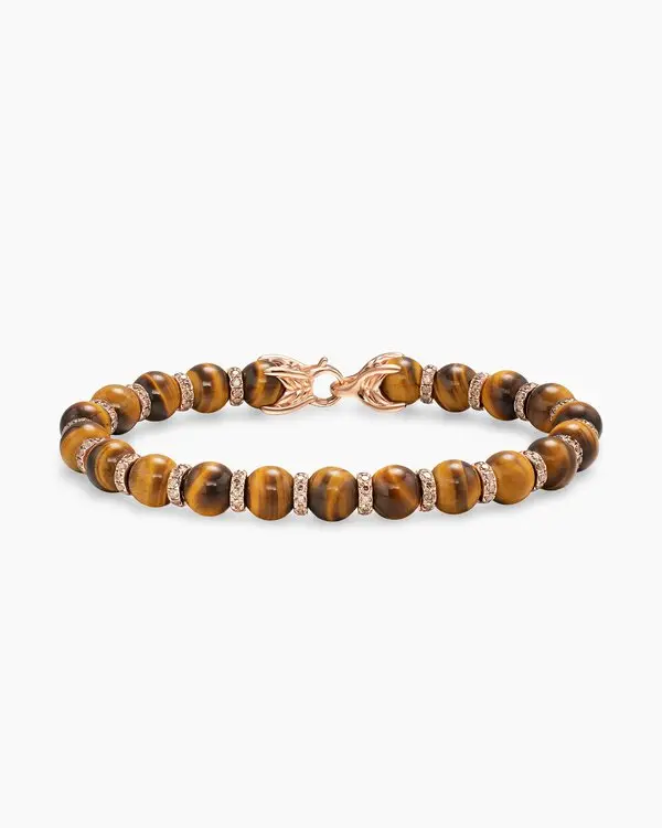 David Yurman Spiritual Beads Bracelet With Tiger's Eye And Cognac Diamonds - Tigers Eye