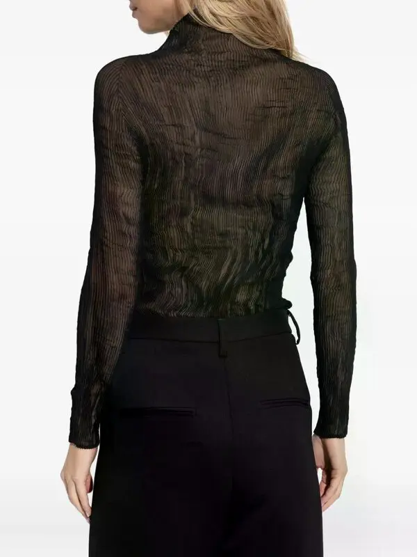 Issey Miyake High-neck Long-sleeve Top - Black
