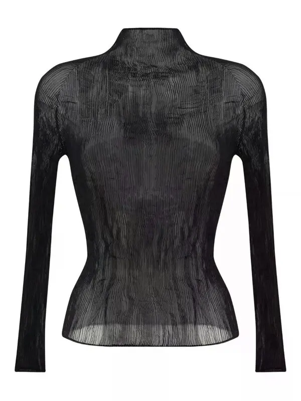 Issey Miyake High-neck Long-sleeve Top - Black