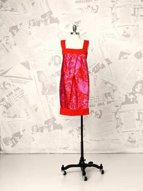 TROVE Dvf Vintage Mini Sack Dress - Red & Pink Print