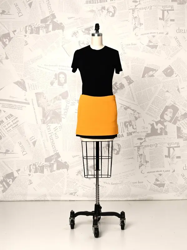TROVE Twill Jersey Mini Skirt - Tangerine