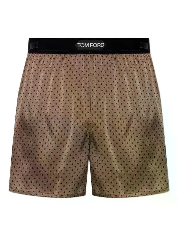 TOM FORD Polka-dot Pattern Silk Boxers - Brown