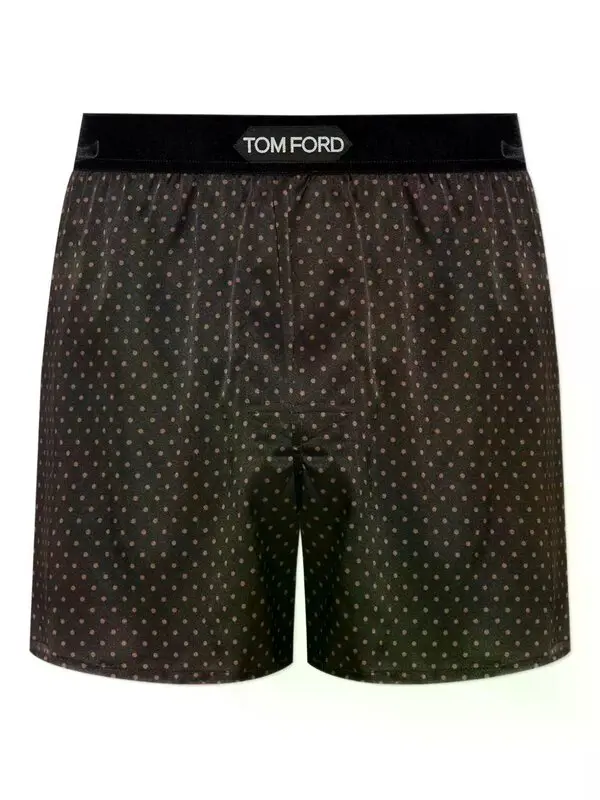 TOM FORD Polka-dot Pattern Silk Boxers - Brown