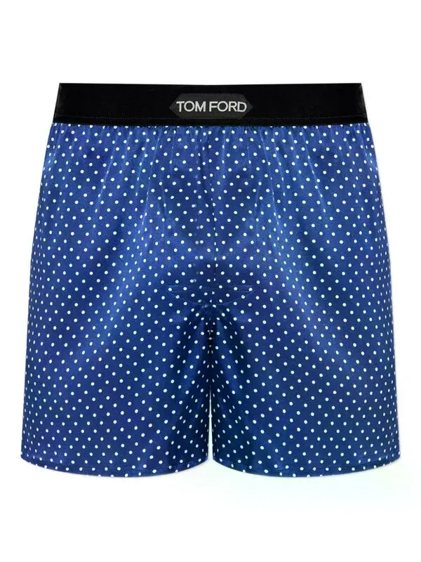 TOM FORD Polka-dot Pattern Silk Boxers - Blue
