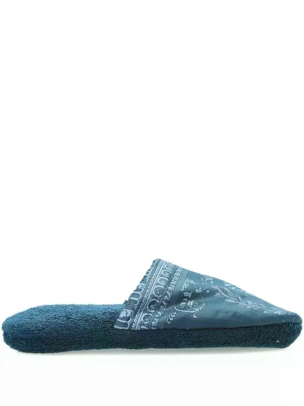 Versace Medusa Print Cotton Slippers - Blue