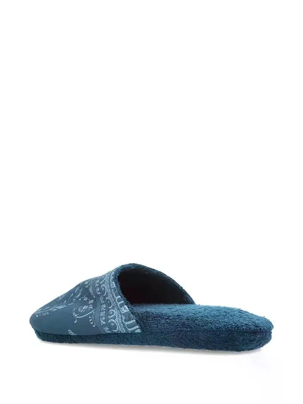 Versace Medusa Print Cotton Slippers - Blue