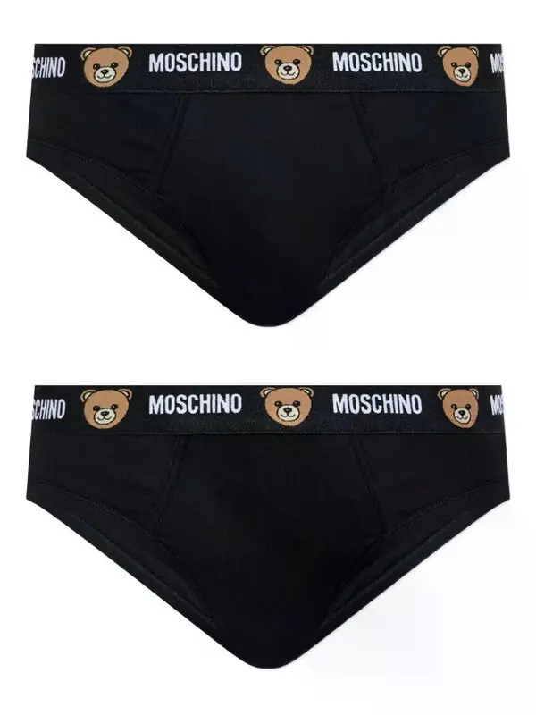 Moschino Logo-waistband Briefs - Black