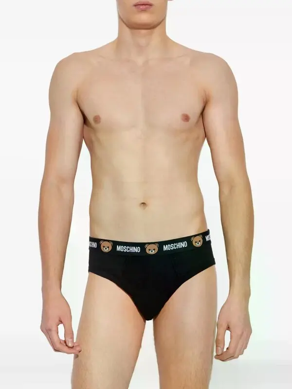 Moschino Logo-waistband Briefs - Black
