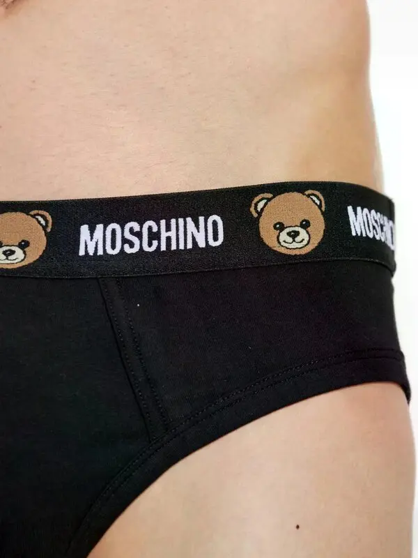 Moschino Logo-waistband Briefs - Black