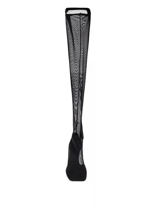 COURREGES Square-toe Mesh Thigh Boots - Black