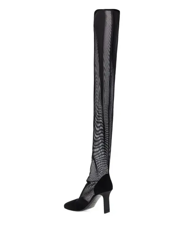COURREGES Square-toe Mesh Thigh Boots - Black