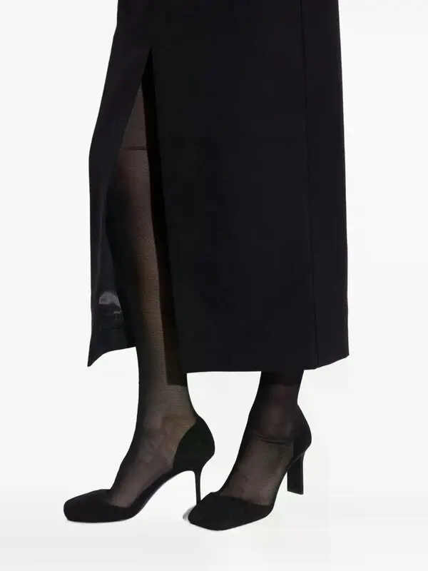 COURREGES Square-toe Mesh Thigh Boots - Black