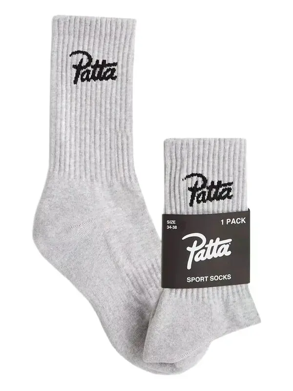 PATTA Ribbed Logo-print Socks - Grey